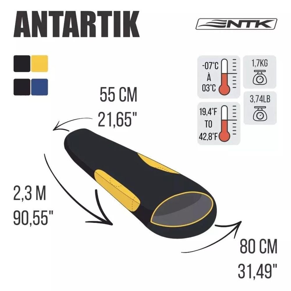 Saco de Dormir Sarcófago Antartik NTK -7°C à 3°C laranja - Laranja