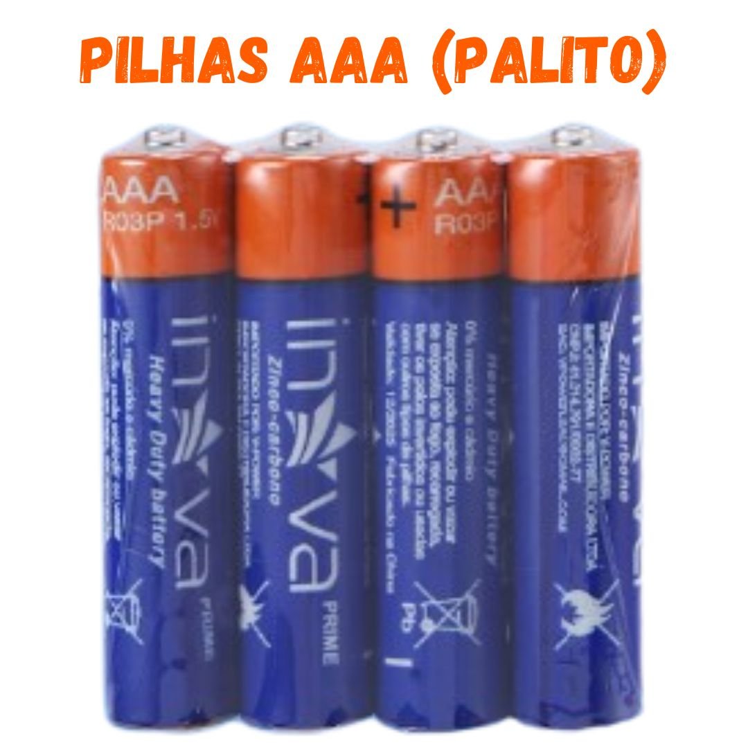 Pilha AAA Palito & Pilha AA Comum Inova Prime - Azul - Único